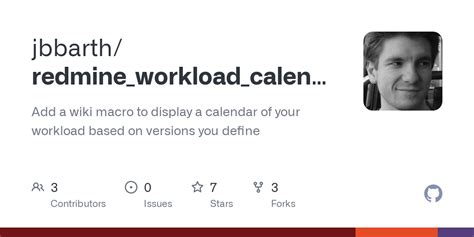 GitHub Jbbarth Redmine Workload Calendar Add A Wiki Macro To Display