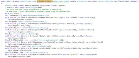While Overriding The Getbucketforimport Method In Bcsalesorderprocessor