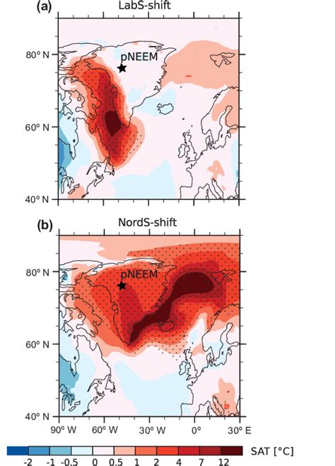 A Labs Shift And B Nords Shift Response In Winter Djf Mean