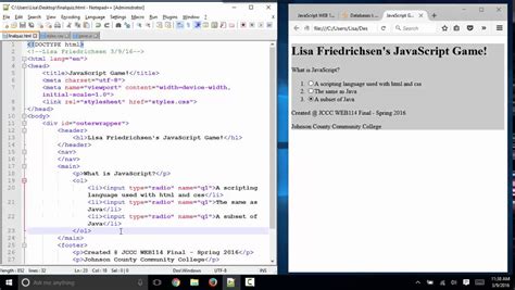 Javascript Final Project Part 2 Of 3 Lisa Friedrichsen Youtube