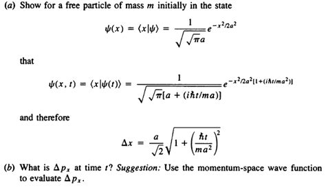 Solved A Show For A Free Particle Of Mass M Initially In