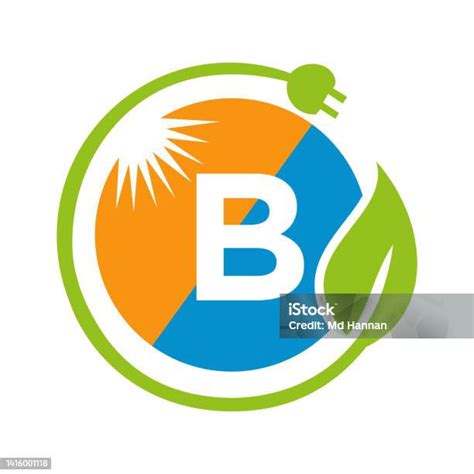 편지 B 태양 에너지 로고 태양 에너지 로고 디자인 개념 태양 잎 및 전기 플러그 태양 전지 패널 벡터 템플릿 0명에 대한 스톡 벡터 아트 및 기타 이미지 Istock