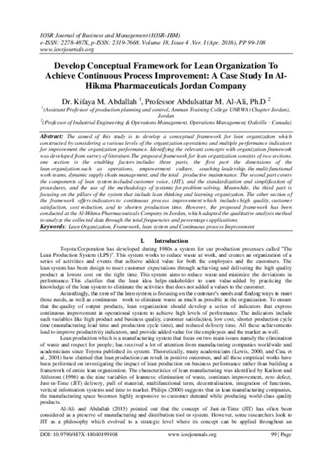 Pdf Develop Conceptual Framework For Lean Organization To Achieve Continuous Process