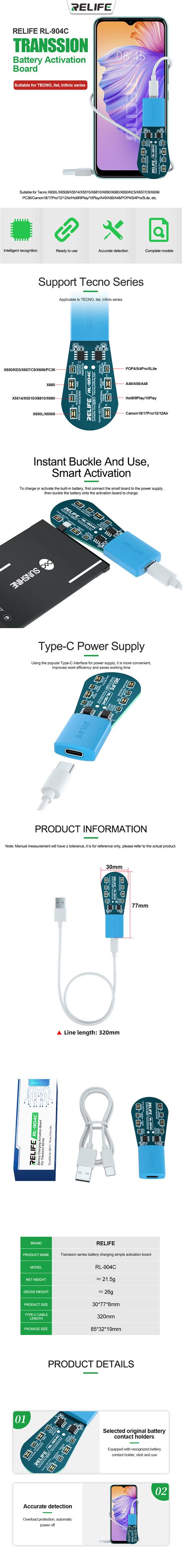 Relife Rl 904c Transsion Series Battery Charging Simple Activation Board