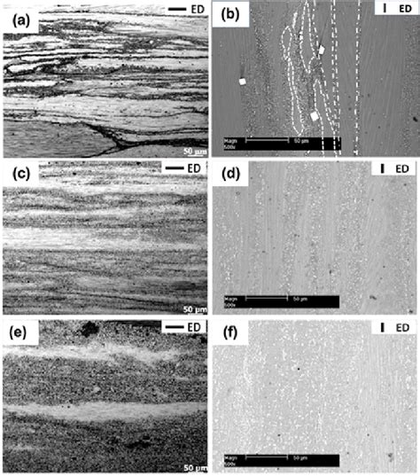 Optical Micrographs A C E And Sem Micrographs B D F Of Gw94