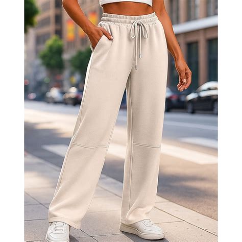 Dames Broek Met Wijde Pijpen Sport Joggingbroek Trainingsbroek Zak Hoge