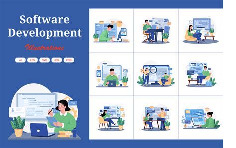 Premium Software Development Illustration Pack From Design And Development Illustrations