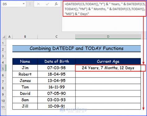 how to calculate current age in excel 2 easy ways exceldemy