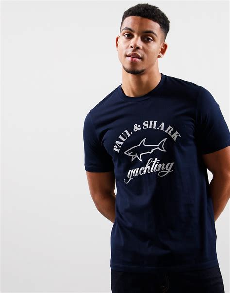 Paul And Shark Reflective T Shirt Blue Terraces Menswear