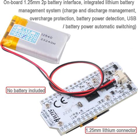 Diymalls Esp32 Lora Oled Module With Antenna And Battery Connector In