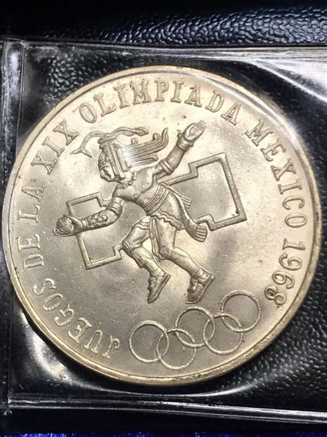 4 1968 Uncirculated Mexico Olympic Commemorative Coin Olympiad Silver