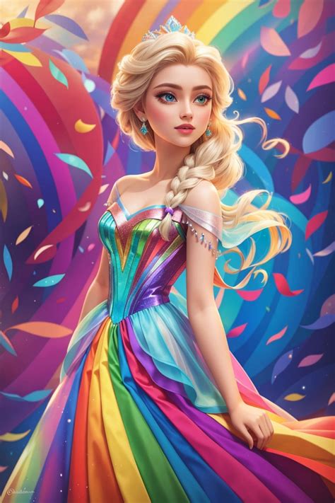 Elsa In Rainbow Retire By Pokeben10 On Deviantart