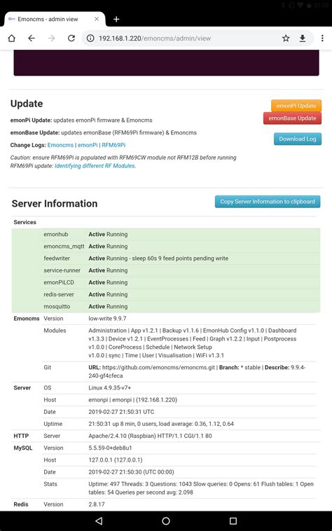 Services Not Restarting On Upgrade To 997 Emoncms