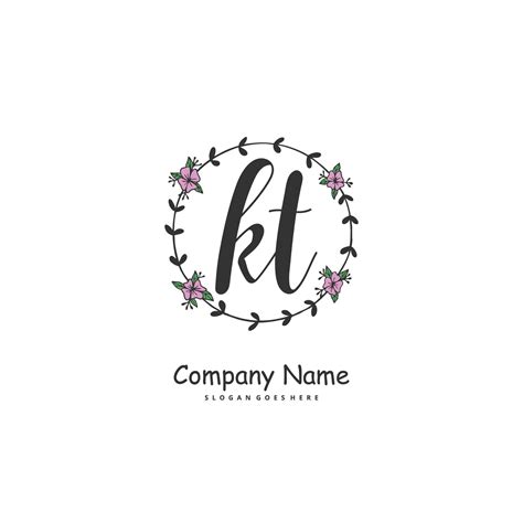 Kt Initial Handwriting And Signature Logo Design With Circle Beautiful