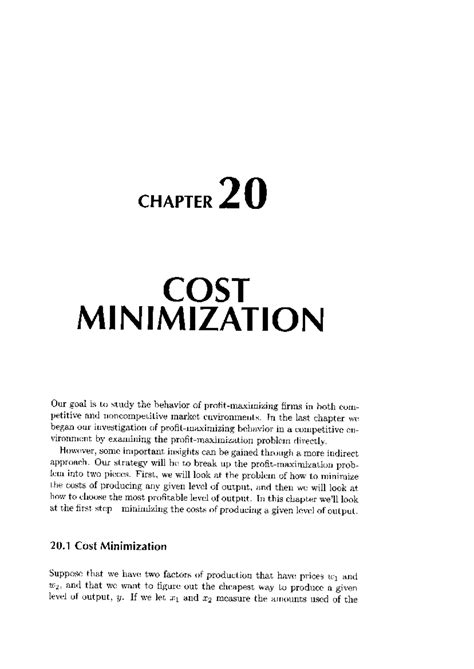 20 Cost Minimization Microeconomics Studocu