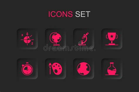 установить кисть краски с палитрой земной шар тригонометрический круг премия кубок микроскоп и