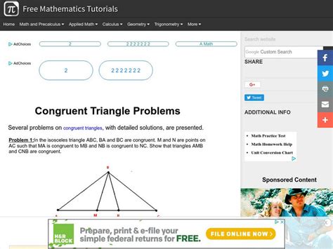 Analyze Math Congruent Triangle Problems Activity For 9th 10th Grade