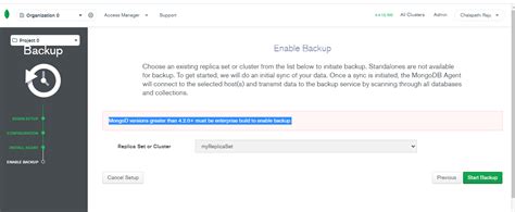 Mongodb Error Mongod Versions Greater Than 420 Must Be Enterprise Build To Enable Backup