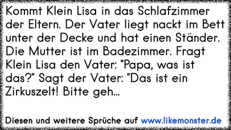 Klein Erna geht zum Vater ins Schlafzimmer der hat einen Ständer unter