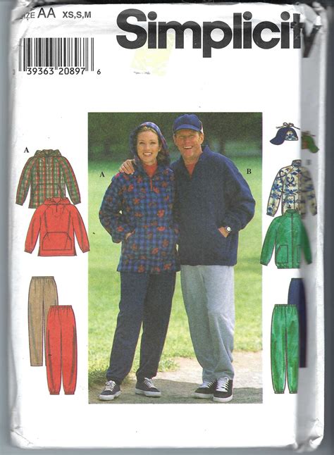 Uncut Vintage Simplicity Sewing 7854 90s Sewing Pattern Activewear Separates Unisex Sweatpants