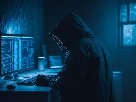 Premium AI Image Dangerous Hooded Hacker Breaks Into Government Data Servers And Infects Their