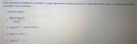 solved each expression simplifies to a constant a single