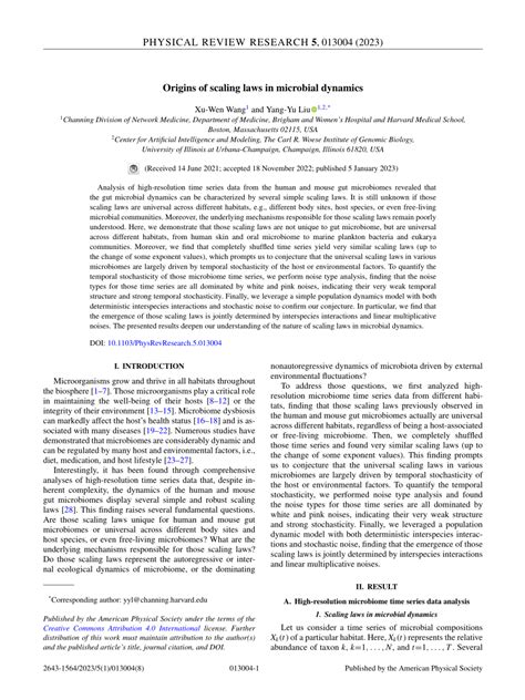 Pdf Origins Of Scaling Laws In Microbial Dynamics