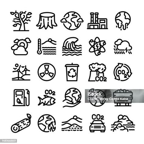 지구 온난화의 벡터 그림 그래픽입니다 편집 가능한 획 크기 간단한 격리 아이콘입니다 기호 기호 요소 아이콘 세트 변경에 대한
