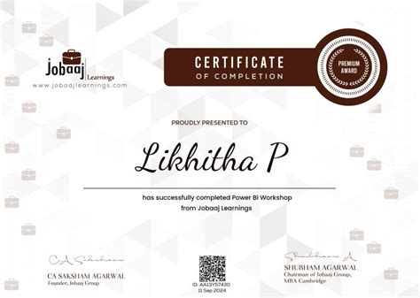 Earned Power Bi Certification With Jobaaj P Likhitha Posted On The