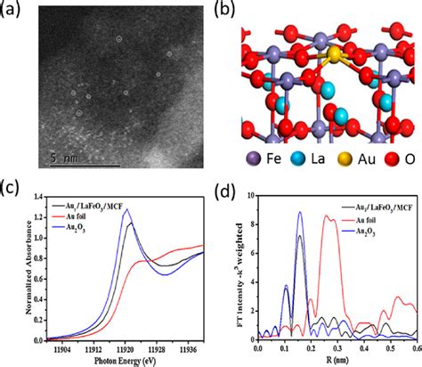 A Haadf Stem Image Of Au 1 Lafeo 3 Mcf B Dft Optimized Model