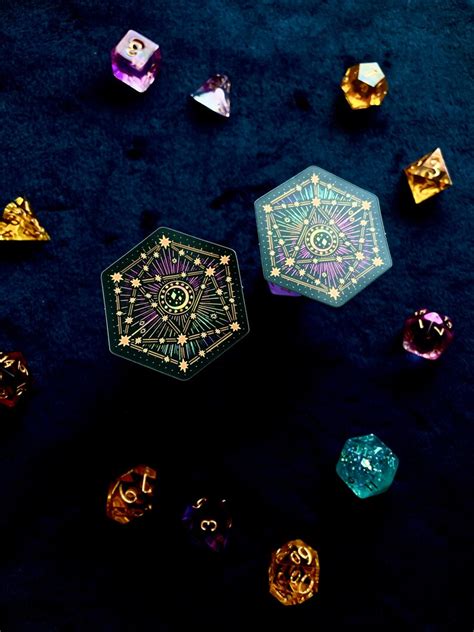 Set Of 2 Holographic D20 Dice Sticker Dandd Die Cut Galaxy Etsy