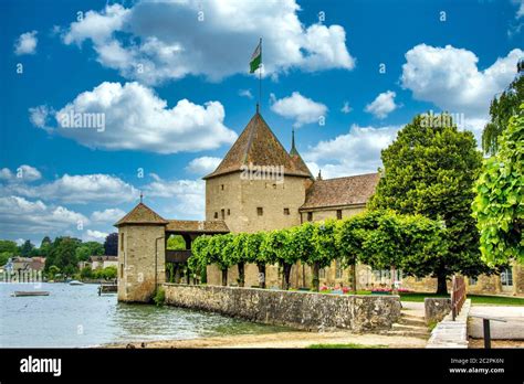 Rolle Castle On Geneva Lake In Vaud Canton Showcasing Its Historic