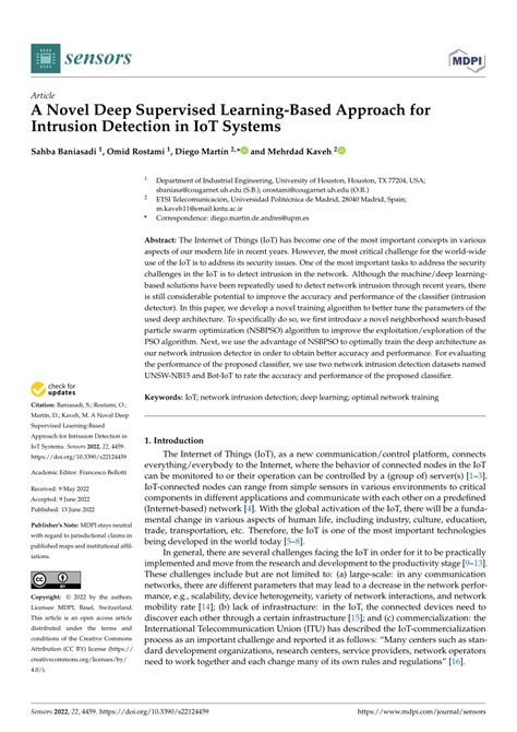PDF A Novel Deep Supervised Learning Based Approach For Intrusion Detection In IoT Systems