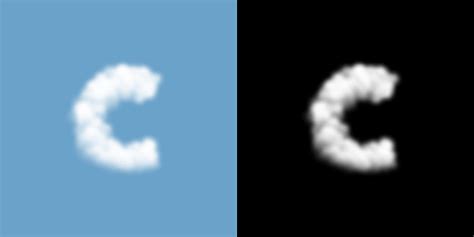 알파벳 소문자 세트 문자 C 구름 또는 연기 패턴 투명 그림 고립 된 플 로트에 파란 하늘 배경에 불투명 마스크 벡터 Eps 10 0명에 대한 스톡 벡터 아트 및 기타