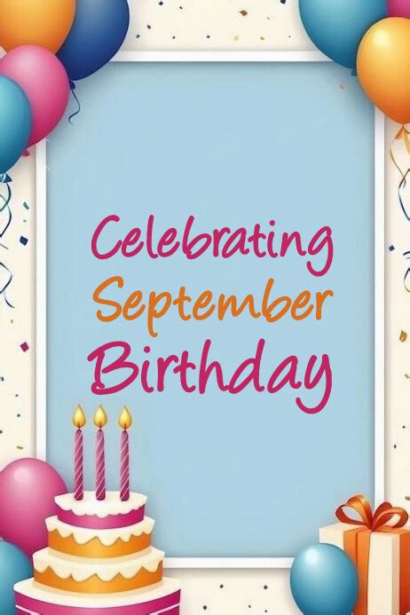 Blue Maximalist September Birthdays Banner 4 Template Postermywall