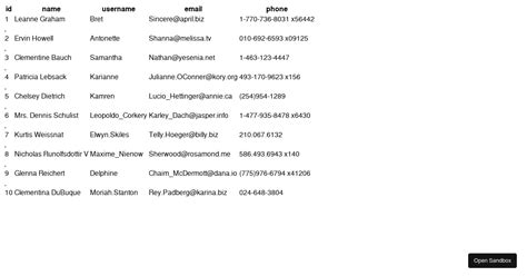 Json To Table Codesandbox