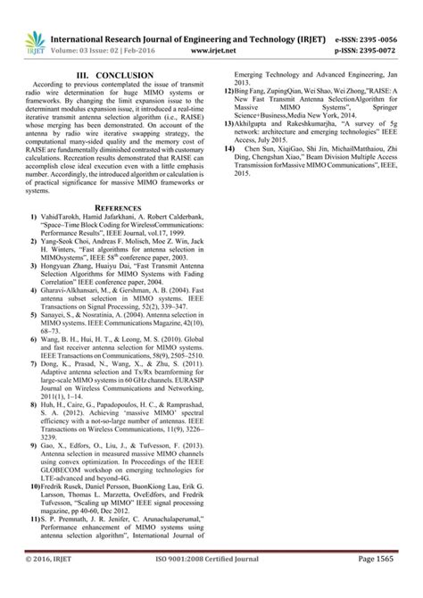 A Review On Transmit Antenna Selection For Massive Mimo Systems Pdf