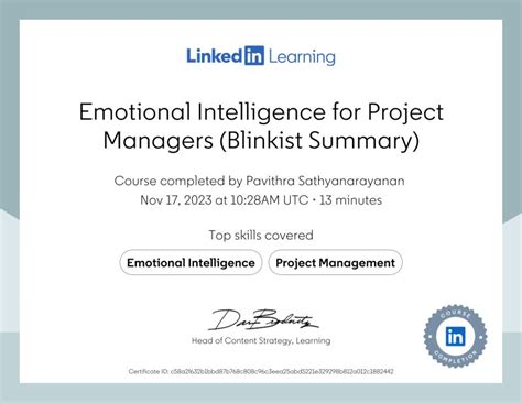 Pavithra Sathyanarayanan On Linkedin Certificate Of Completion