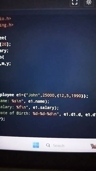 Defining An Inline Structure In C Coding Coder Cprogramming