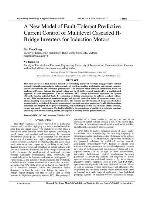 Pdf A New Model Of Fault Tolerant Predictive Current Control Of Multilevel Cascaded H Bridge