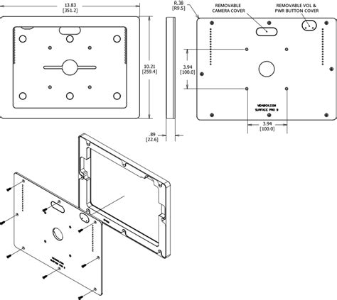 Vidamount Microsoft Surface Pro 9 10 And 11 Black Enclosure W