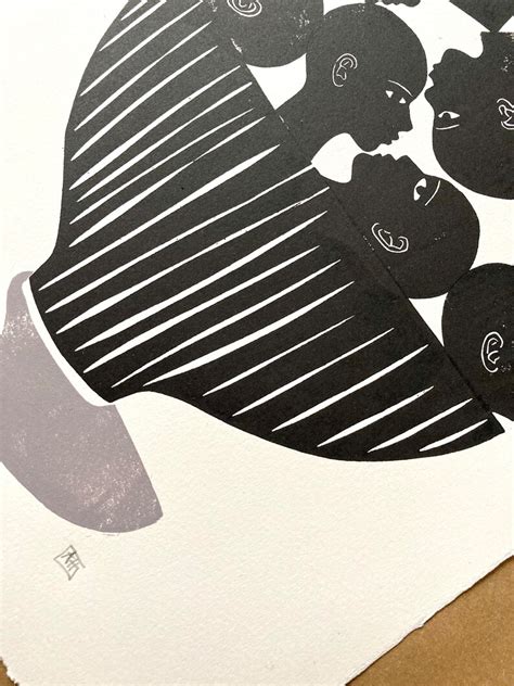 Fruit Bowl Abstract Linocut Original Etsy