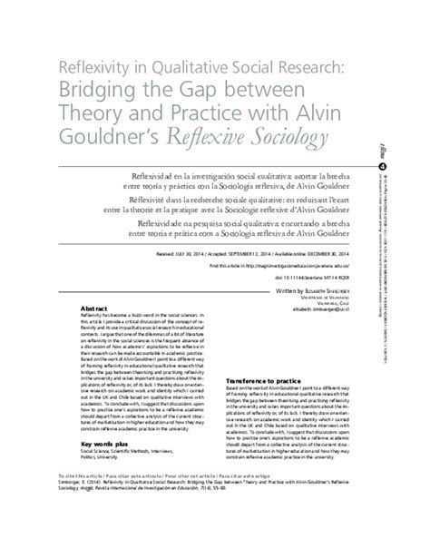 Pdf Reflexivity In Qualitative Social Research Bridging The Gap