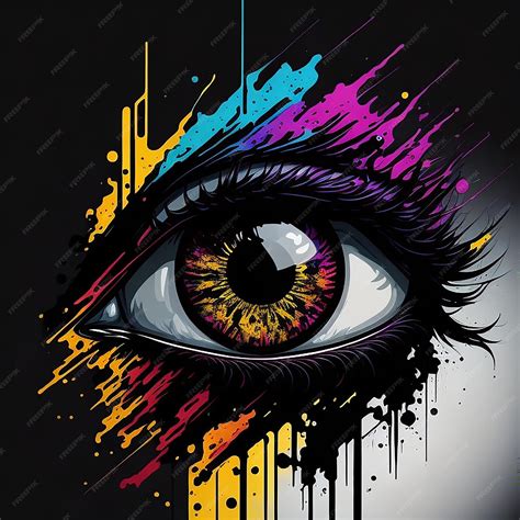 Premium Ai Image Abstract Eye Portrait Colors Splatter Creativity