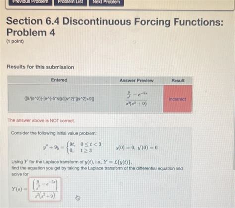 Solved Section Discontinuous Forcing Functions Problem Chegg