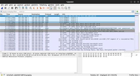 analysis of ssh connection using wireshark