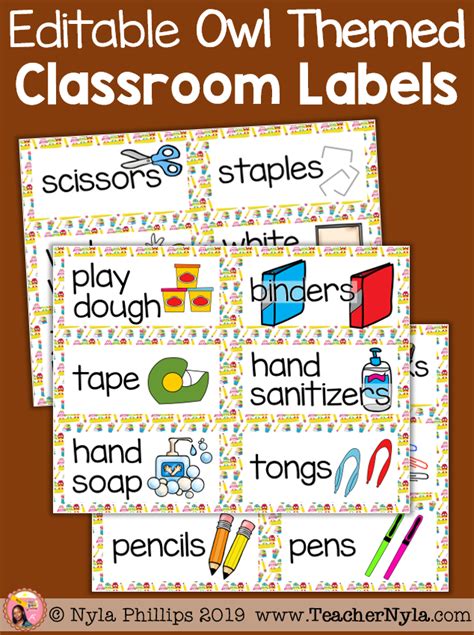 Classroom Labels With Pictures In 36 Editable Themes Nylas Crafty