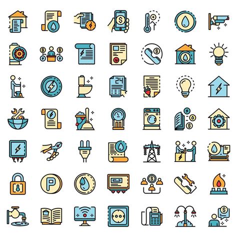 Utilities Icons Set Line Color Vector 9016974 Vector Art At Vecteezy