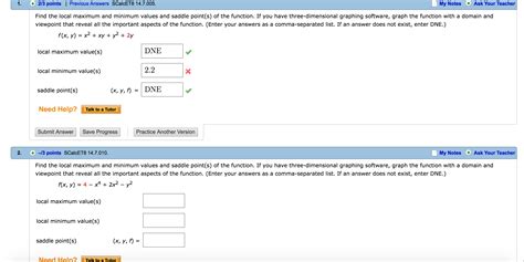 solved find the local maximum and minimum values and saddle