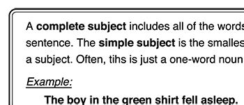 Complete Subject Worksheet